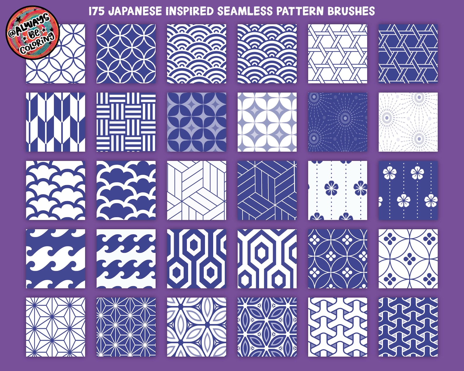 175 Procreate Japanese Inspired Seamless Pattern Brushes, Procreate ...