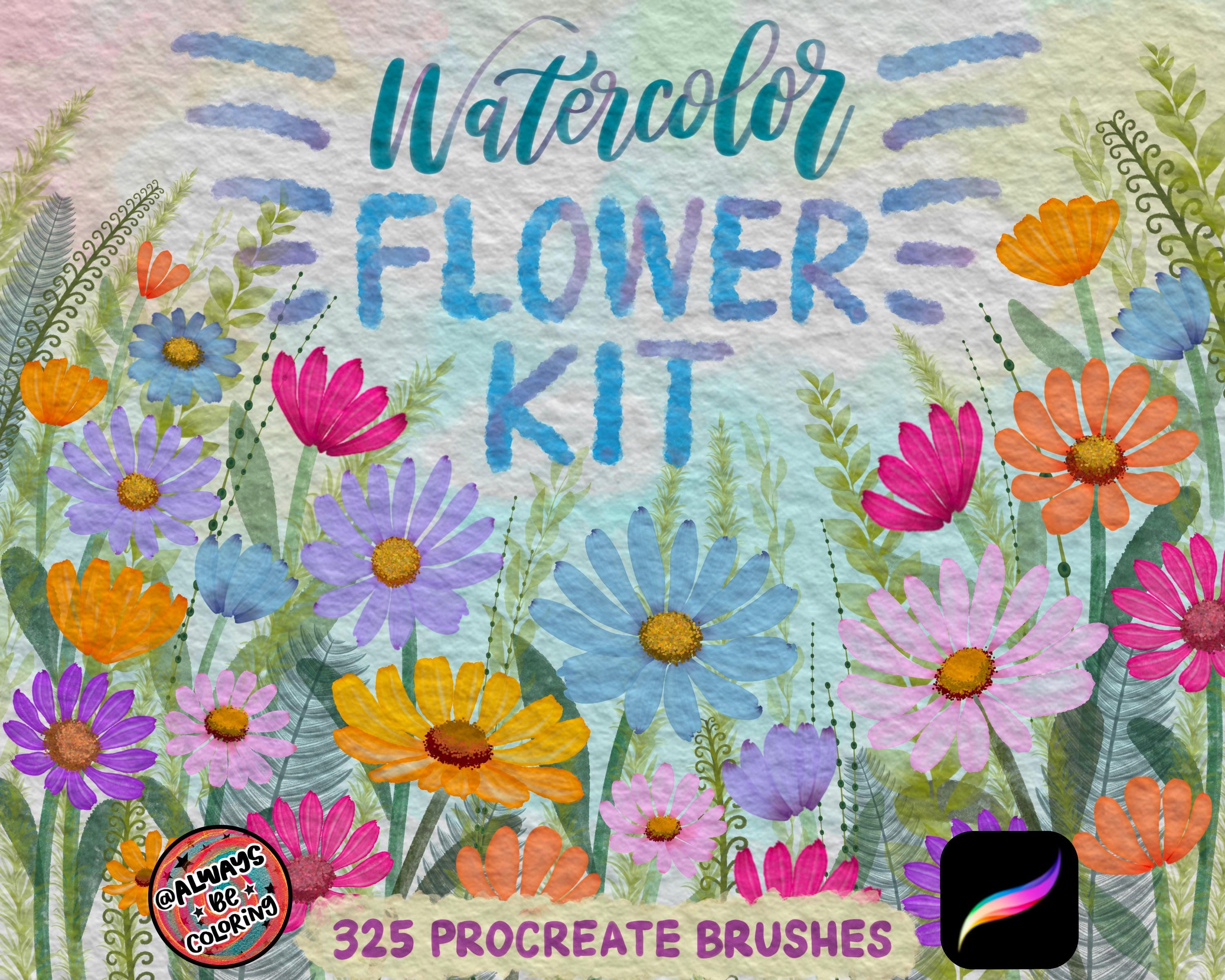 Procreate Watercolor Flower Brush Kit! 325+ Procreate Brushes & Stamps ...