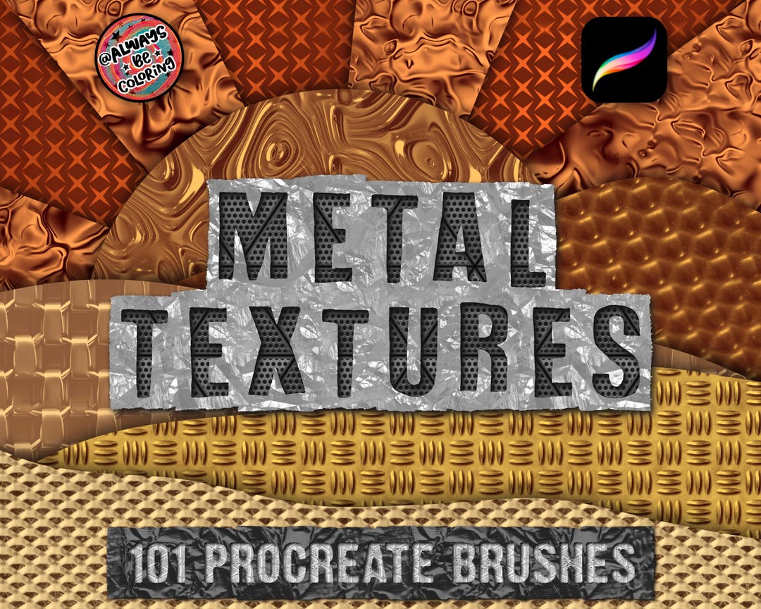 101 Realistic Procreate Metal Texture Brushes, for Digital ...