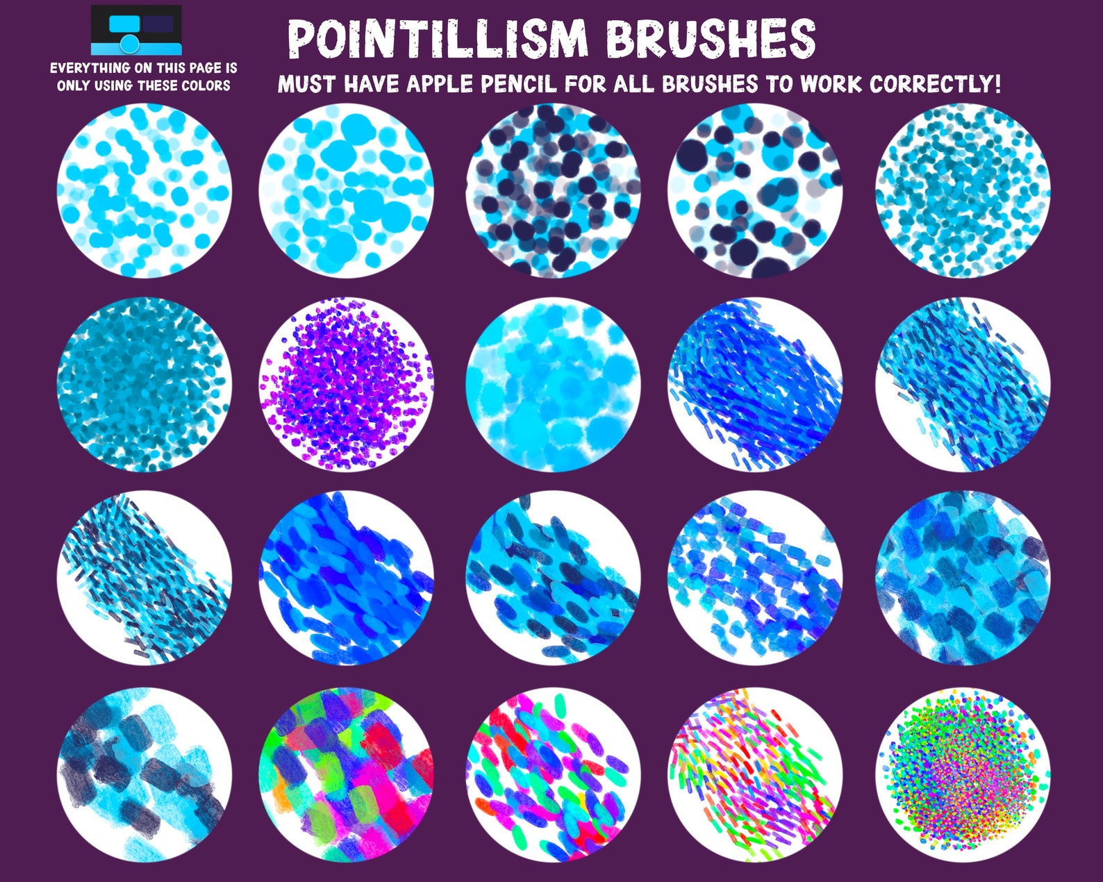 90+ Procreate Pointillism Brushes for Lettering & Illustration ...