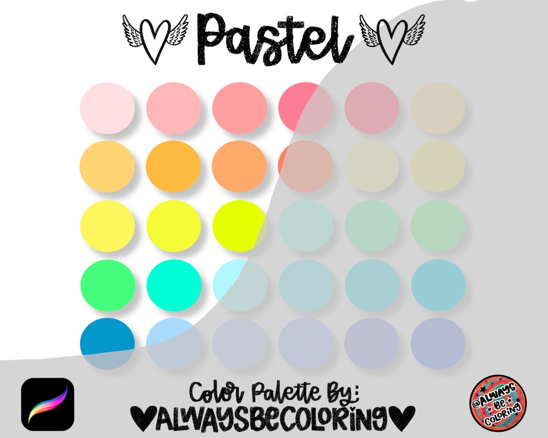 Custom Pastel Color Palette and PDF Color Swatches for Procreate App ...