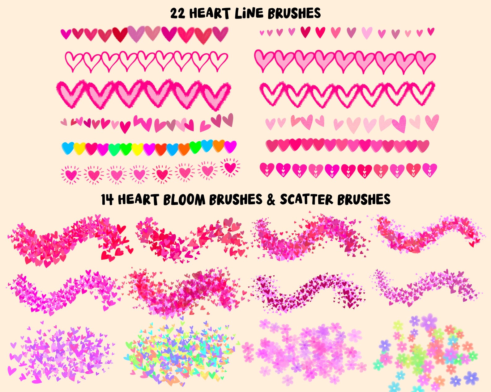 280 Procreate Love & Valentines Brushes and Stamps, 8 Color Palettes ...