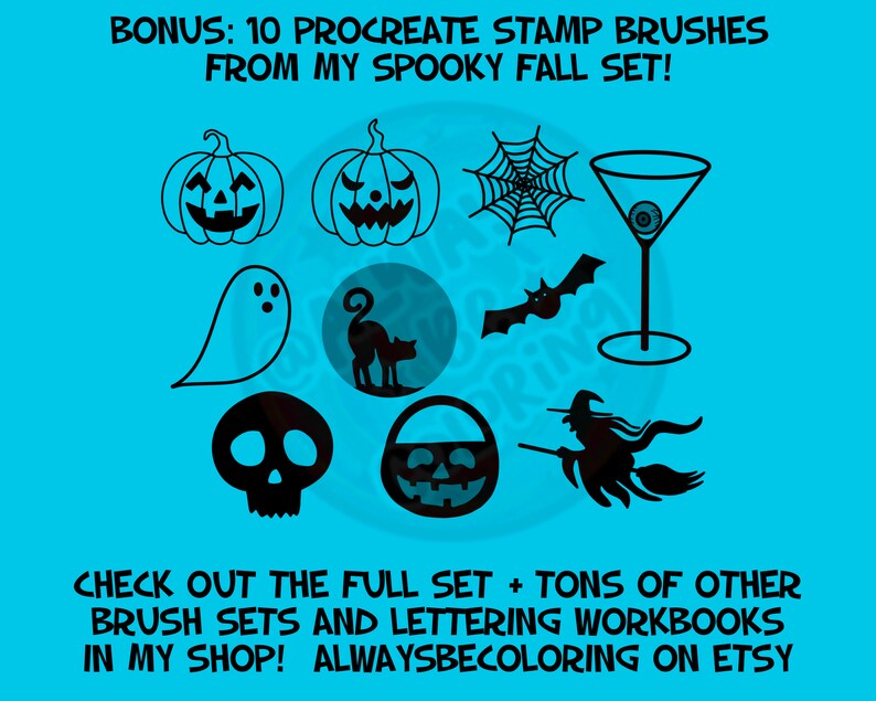 15 Procreate Lettering Brushes, 10 Halloween Lettering Practice ...