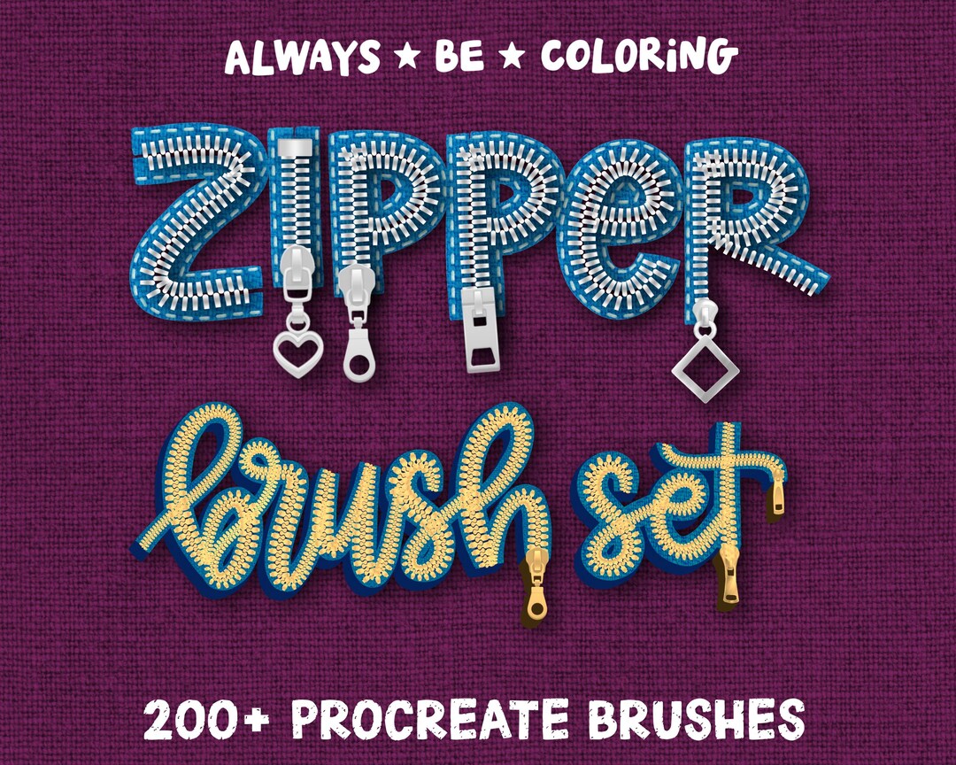 210 Procreate Zipper Brushes & Stamps, Dynamic Zipper Brushes ...