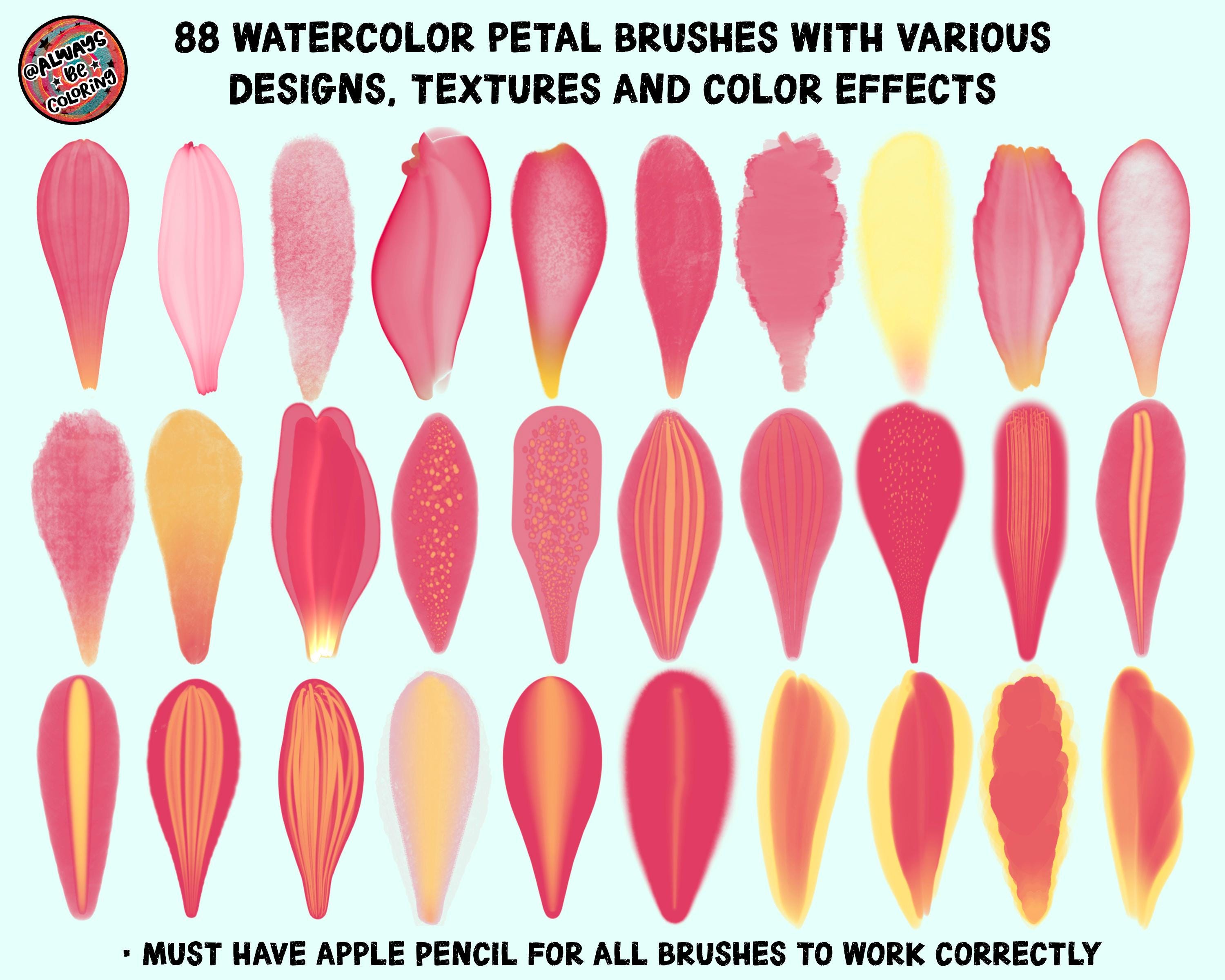 Procreate Watercolor Flower Brush Kit! 325+ Procreate Brushes & Stamps ...