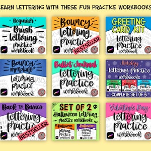 10 Procreate Brushes, 20 Lettering Practice Worksheets, Learn Brush ...