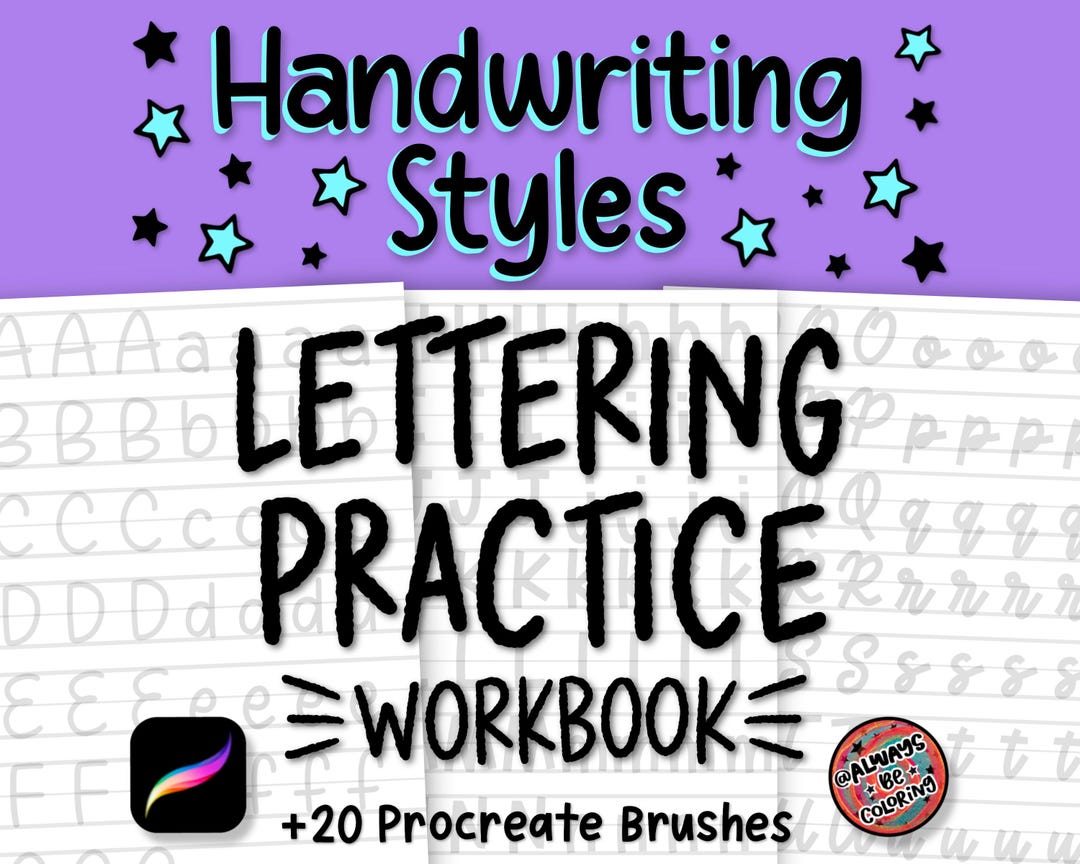 20 Procreate Brushes, 30 Handwriting Practice Worksheets, Learn ...