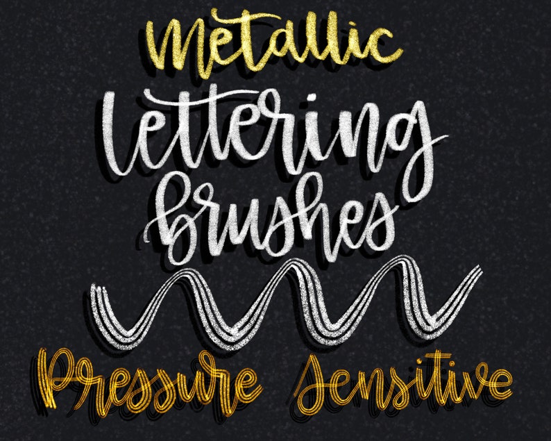 18 Metallic Gold & Glitter Procreate Brushes for Lettering - Etsy