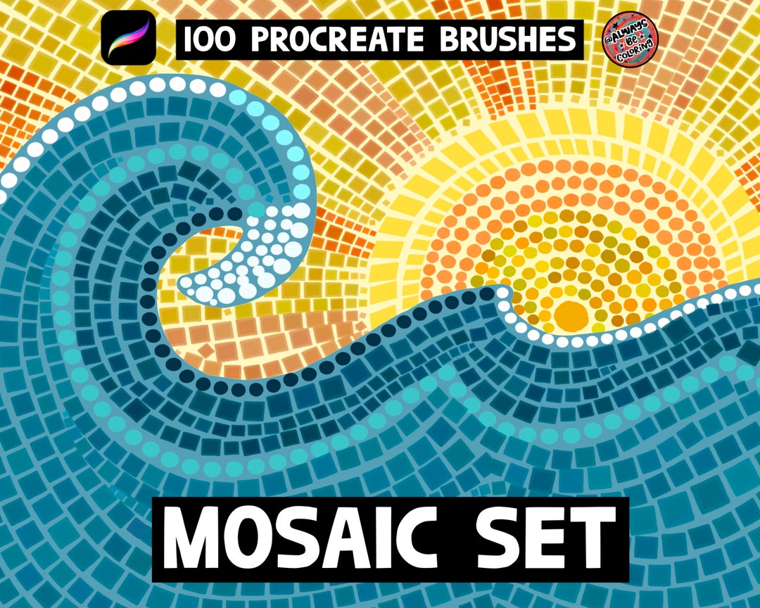 100 Procreate Mosaic Brushes for Lettering, Illustration. With Seamless Procreate Pattern ...