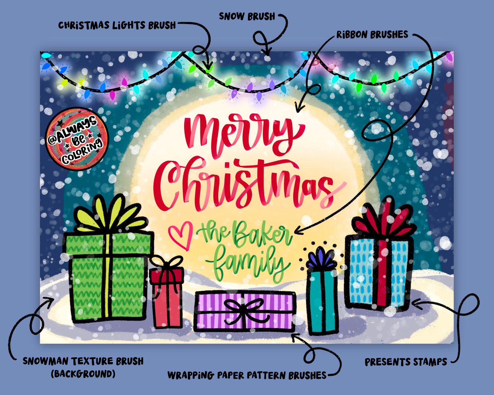 Procreate Huge Holiday Bundle Save 60%! 1005 Procreate Christmas Stamps ...