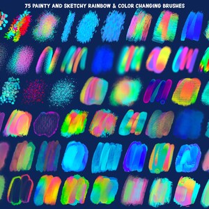 275 Color Effects Procreate Brushes for Lettering, Illustration. Sketching, Rainbow, 3D ...