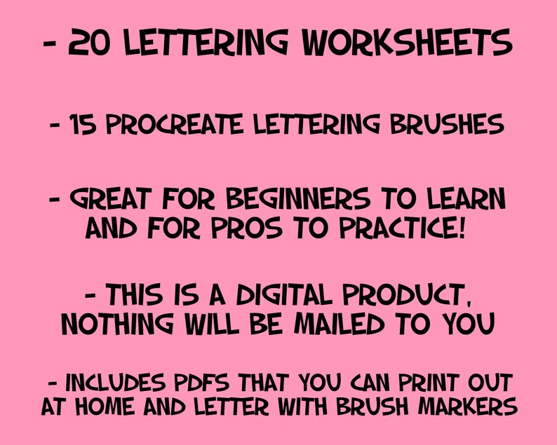 15 Procreate Brushes 20 Lettering Practice Worksheets Learn - Etsy