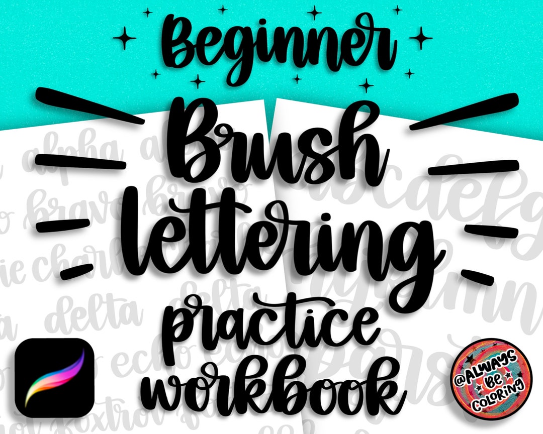 16 Procreate Brushes 15 Lettering Practice Worksheets Learn - Etsy