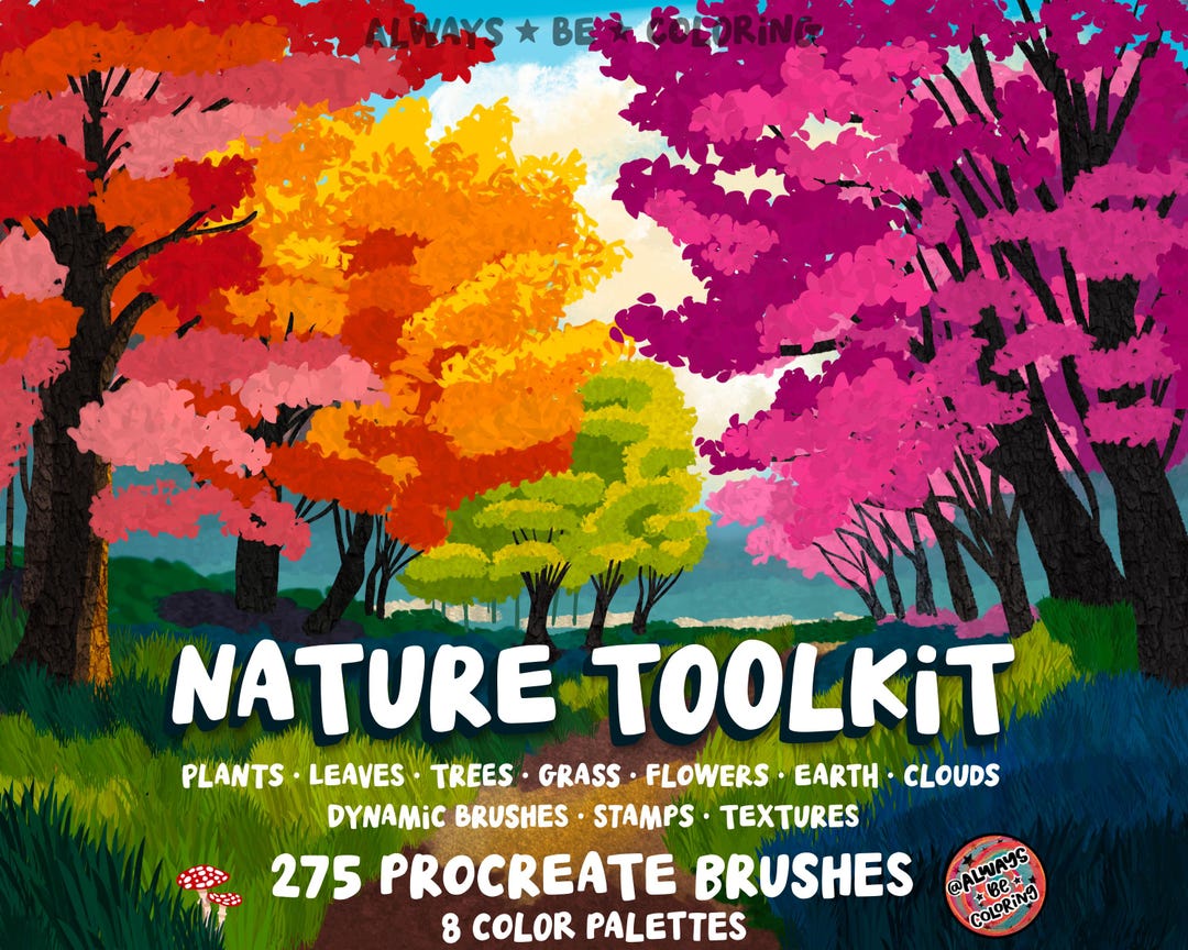 275 Procreate Nature Brushes and Dynamic Plants Brushes With Leaves ...