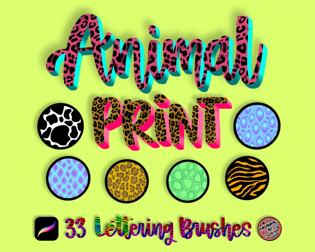 33 Animal Print Procreate Lettering Brushes! Seamless Pattern Brushes ...