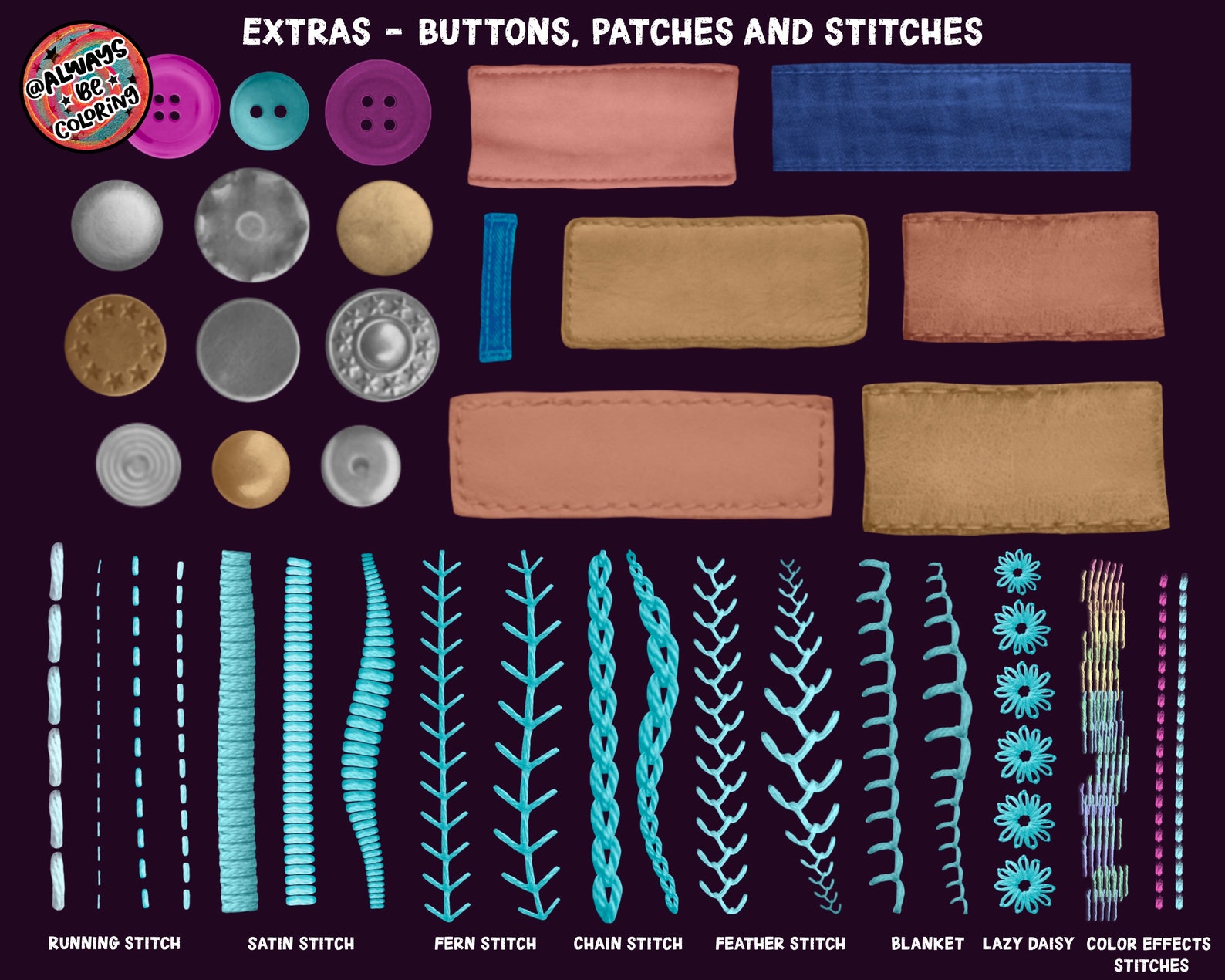 335 Procreate Quilt Brushes, Fabric Seamless Texture Brushes, Digital ...