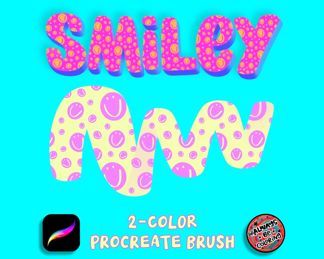 Smiley Face Custom Double Procreate Brush, Choose Both Colors! Patterns ...
