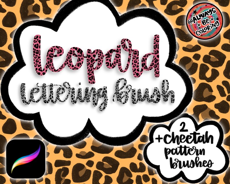 Leopard Print Procreate Lettering Brush and 2 Cheetah Pattern | Etsy
