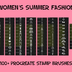 Over 160 Hand Drawn Procreate Summer Fashion Stamp Brushes! Men and ...