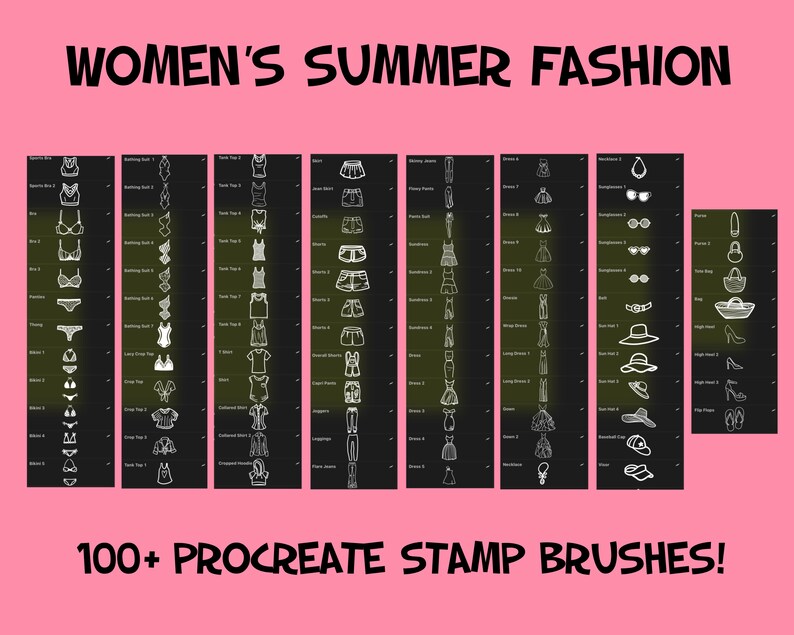Over 160 Hand Drawn Procreate Summer Fashion Stamp Brushes! Men and ...