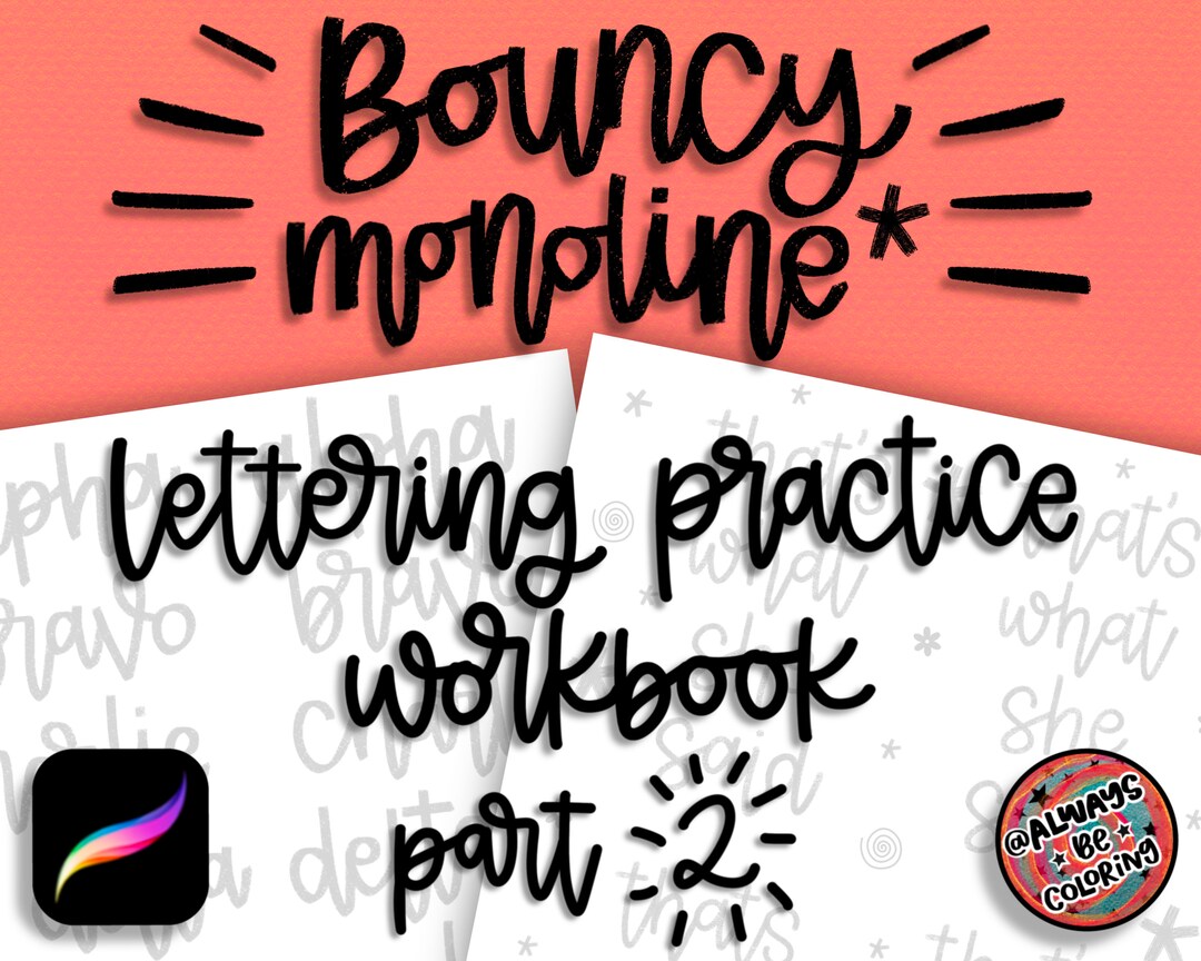 10 Procreate Brushes 10 Lettering Practice Worksheets Learn - Etsy