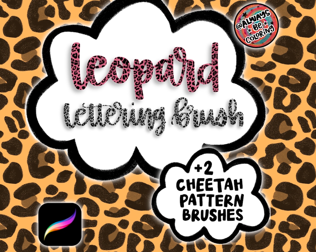 Leopard Print Procreate Lettering Brush and 2 Cheetah Pattern Brushes ...