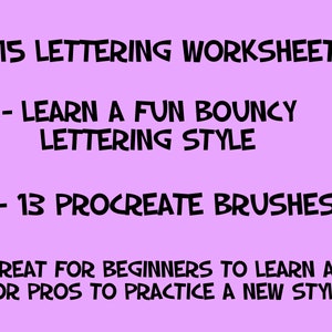 13 Procreate Brushes, 15 Lettering Practice Worksheets, Learn Bouncy ...