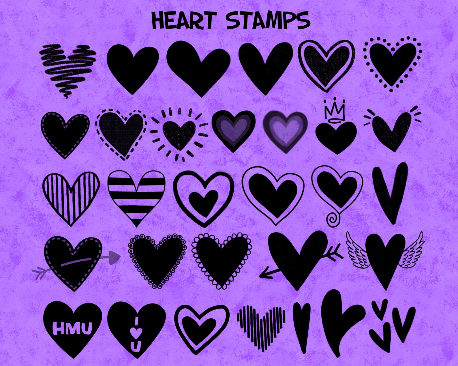 Over 100 Hand Drawn Procreate Heart Stamps Fun and Unique - Etsy