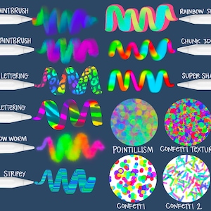 36 Rainbow Color-changing Procreate Brushes for Lettering, Illustration. With Free Procreate ...