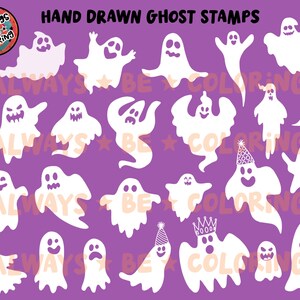 100 Hand Drawn Procreate Ghosts Stamp Brushes, Halloween Procreate ...