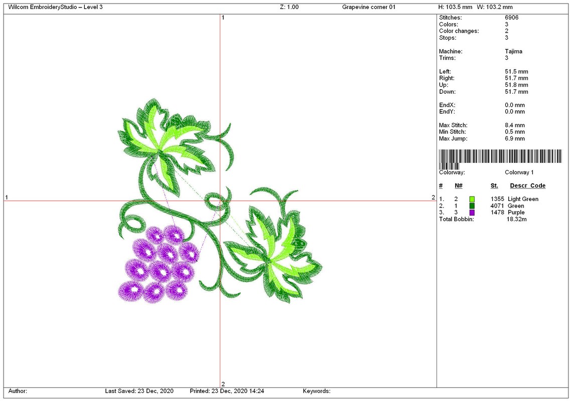 Grapevine Corner Machine Embroidery Design - Etsy