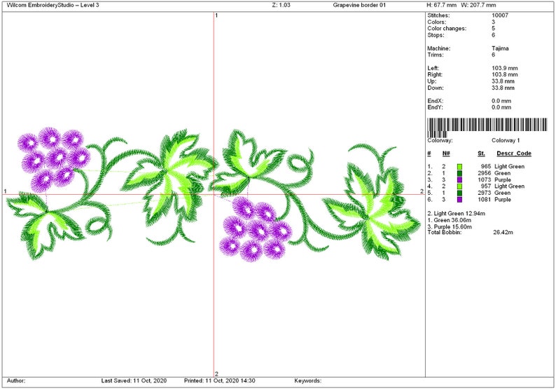 Grapevine Endless Border Machine Embroidery Design - Etsy