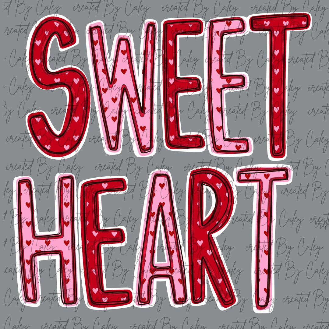 Sweetheart Lettering Hand Drawn Red Pink Valentines Day PNG Digital ...