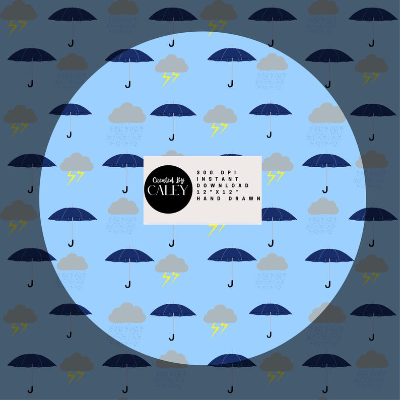 Weather Rain Lightning Seamless Patterns 300 DPI PNG Instant Download ...