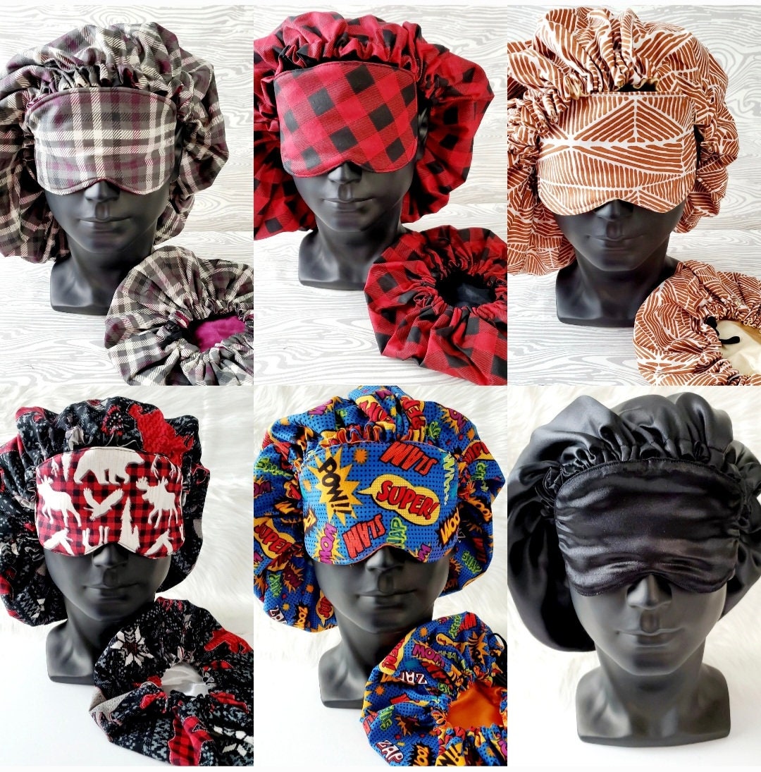 Men/boy's Satin Lined Bonnets/sleep Masks - Etsy