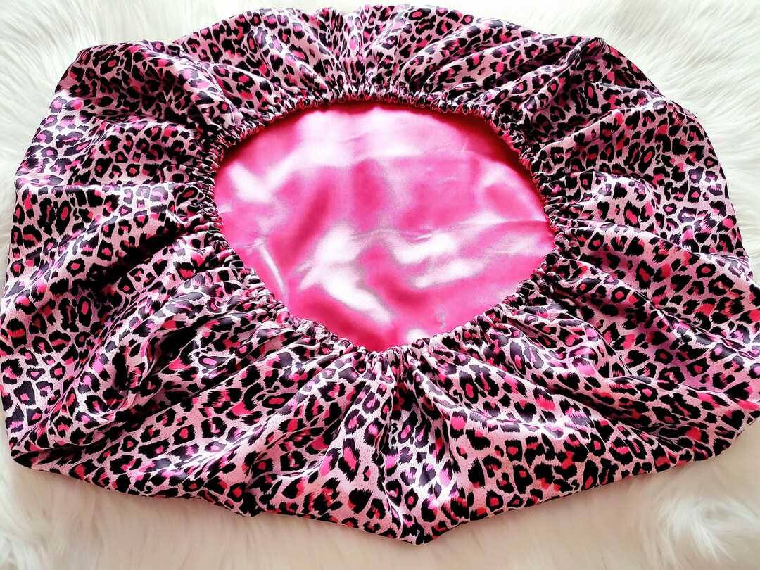 Pink Cheetah Satin Pillowcase Bonnet - Etsy