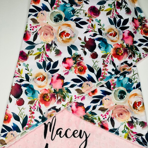 Floral Minky Blanket - Etsy