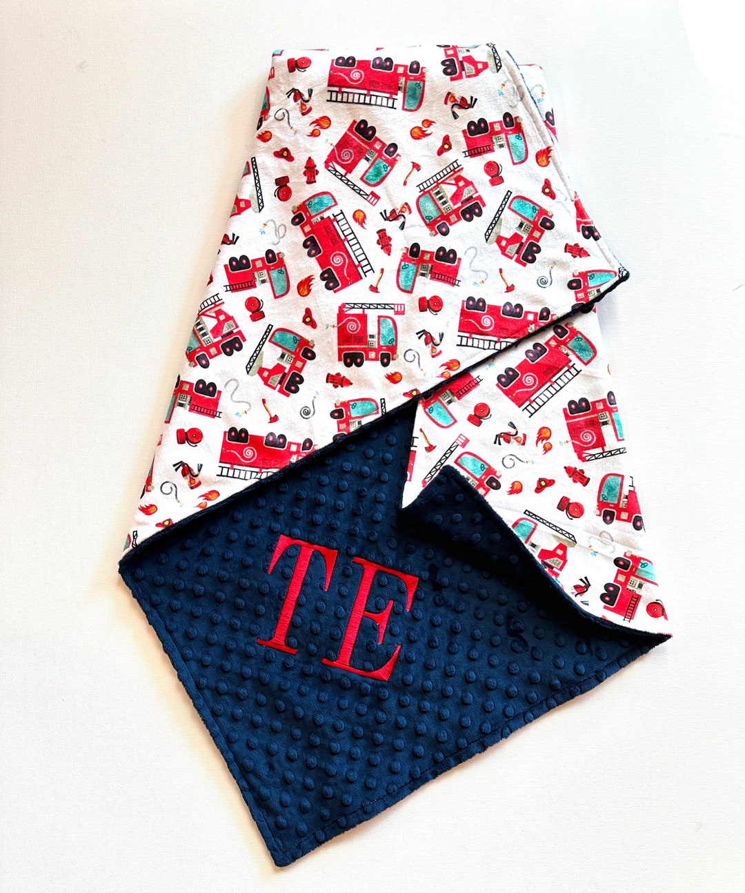 Fire Engine Personalized Baby Minky Blanket, Personalized Fire Fighter ...