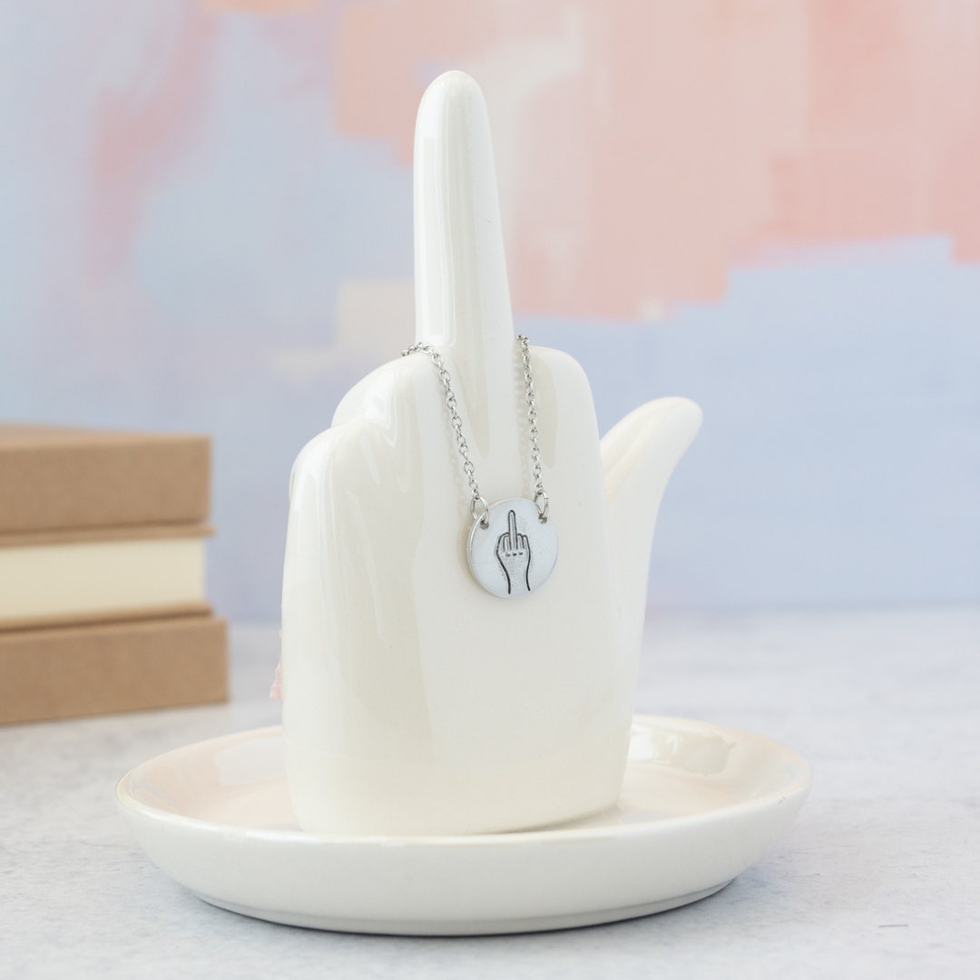 Middle Finger Necklace Middle Finger Jewelry Coworker - Etsy