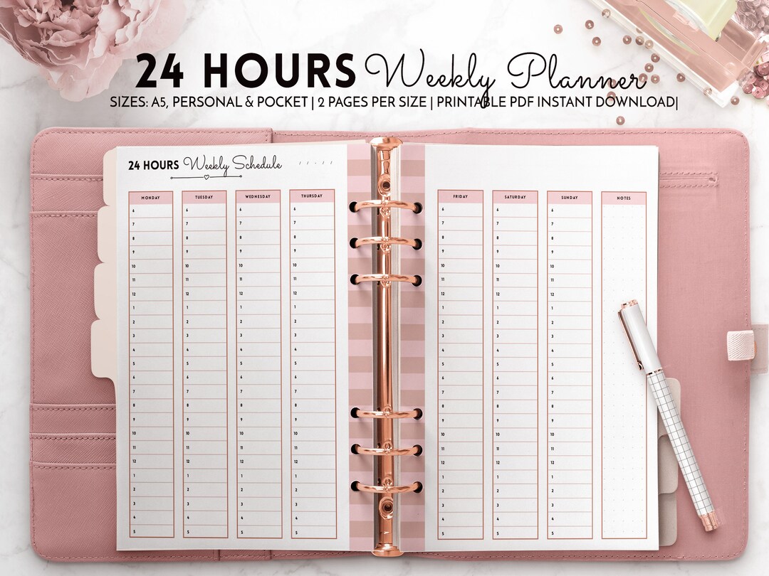 24 Hours Daily Planner 24 Hours to Do List Planner Printable Daily ...