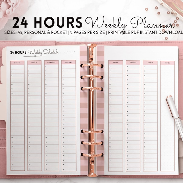 24 Hour Planner - Etsy