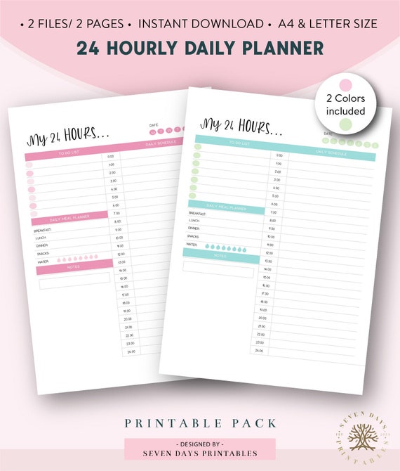 24 Hours Daily Planner 24 Hours to do List Planner Printable | Etsy