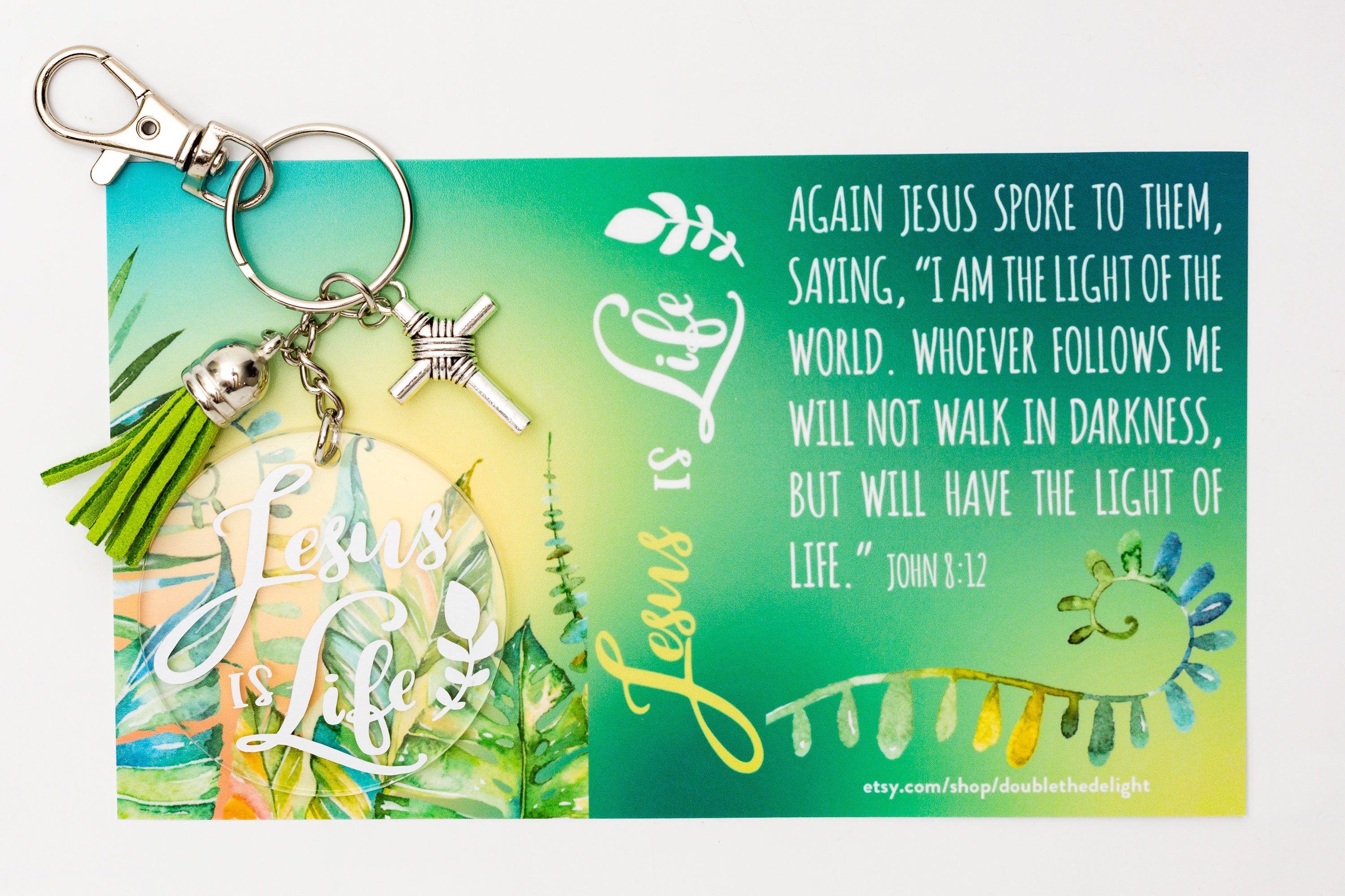 Jesus is Life Inspirational Bible Scripture Verse Key Chain Tag, Key ...