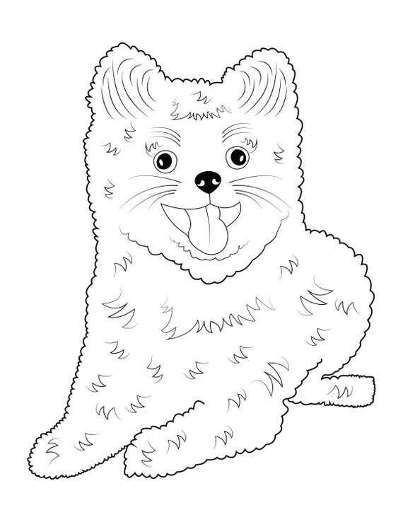5 Printable Coloring Pages Dog Pomeranian Instant | Etsy