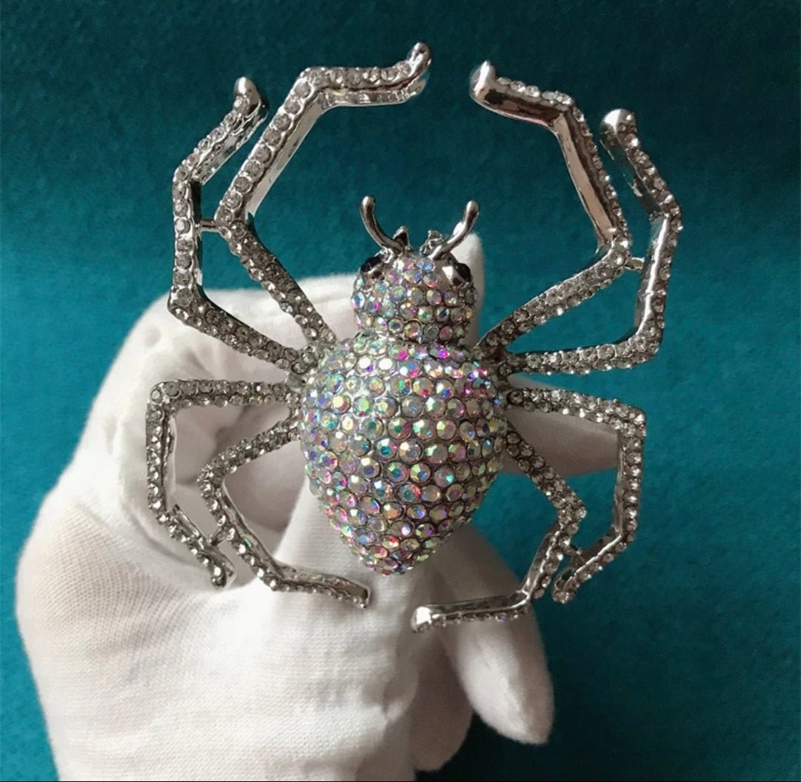 Ladies large rhinestone statement spider ring | Etsy