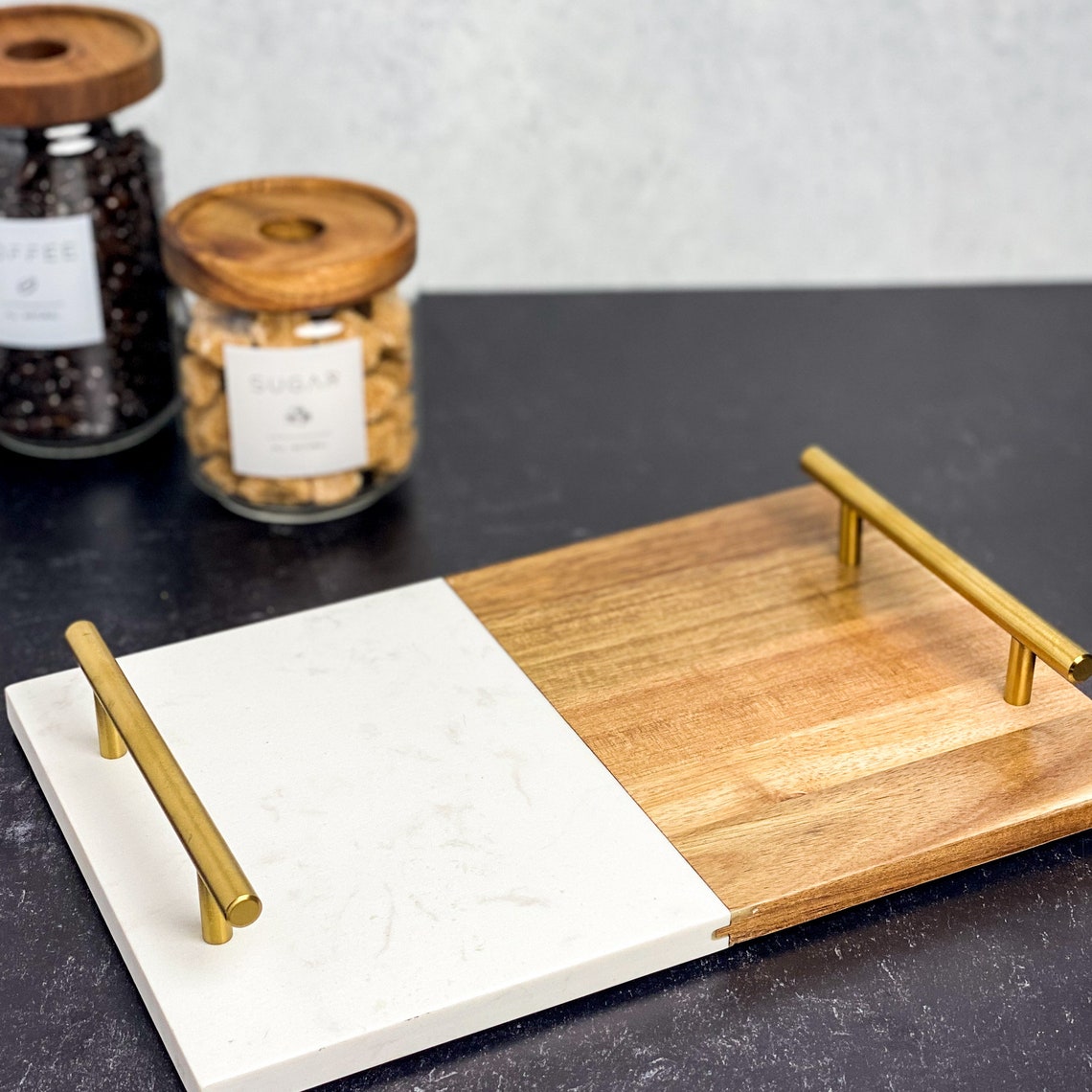 Marble & Wood Countertop Tray | Etsy