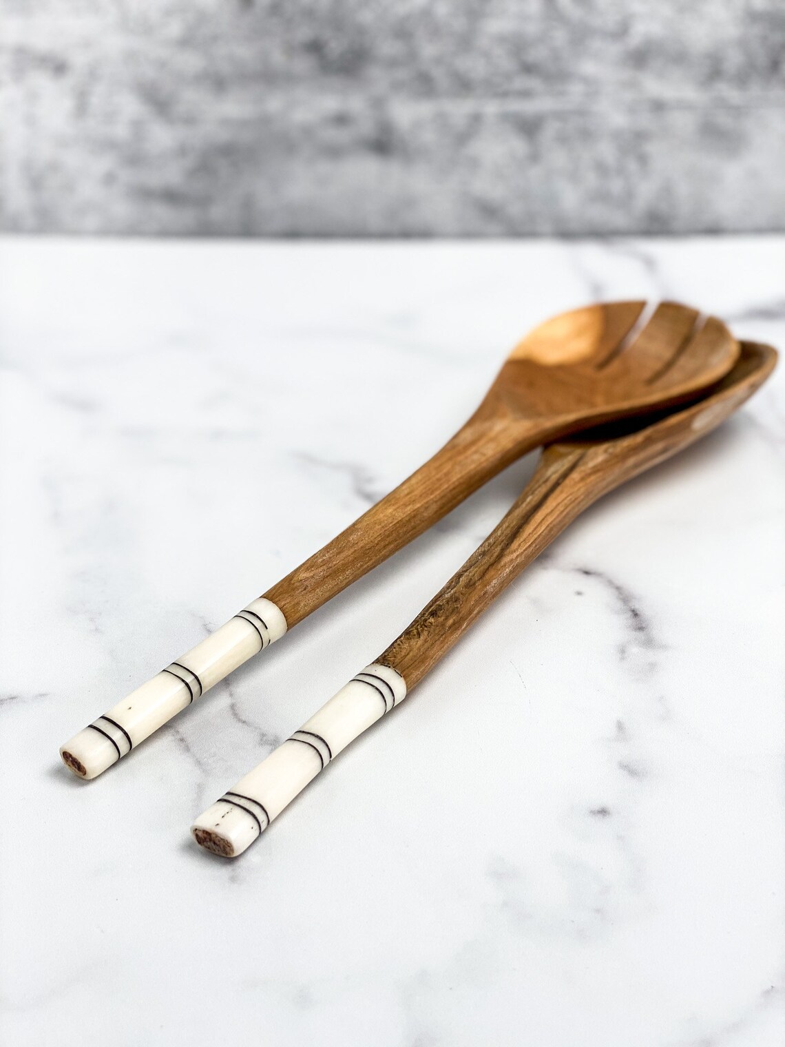 Wood Striped Salad Servers | Etsy