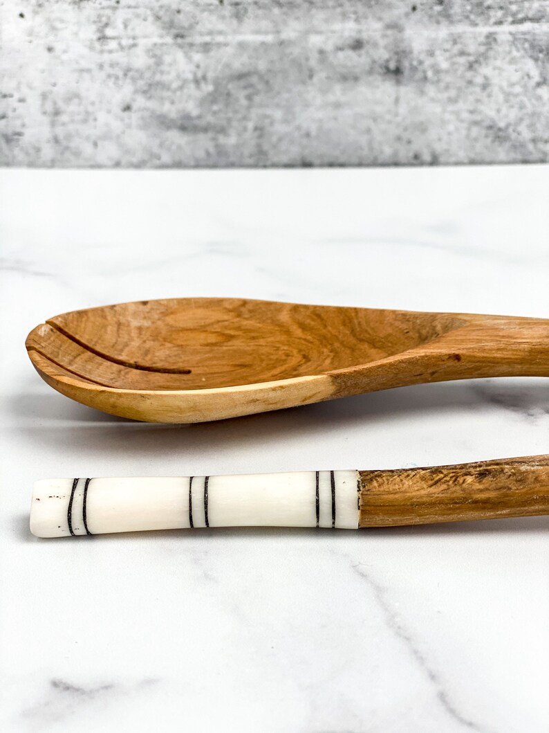 Wood Striped Salad Servers | Etsy
