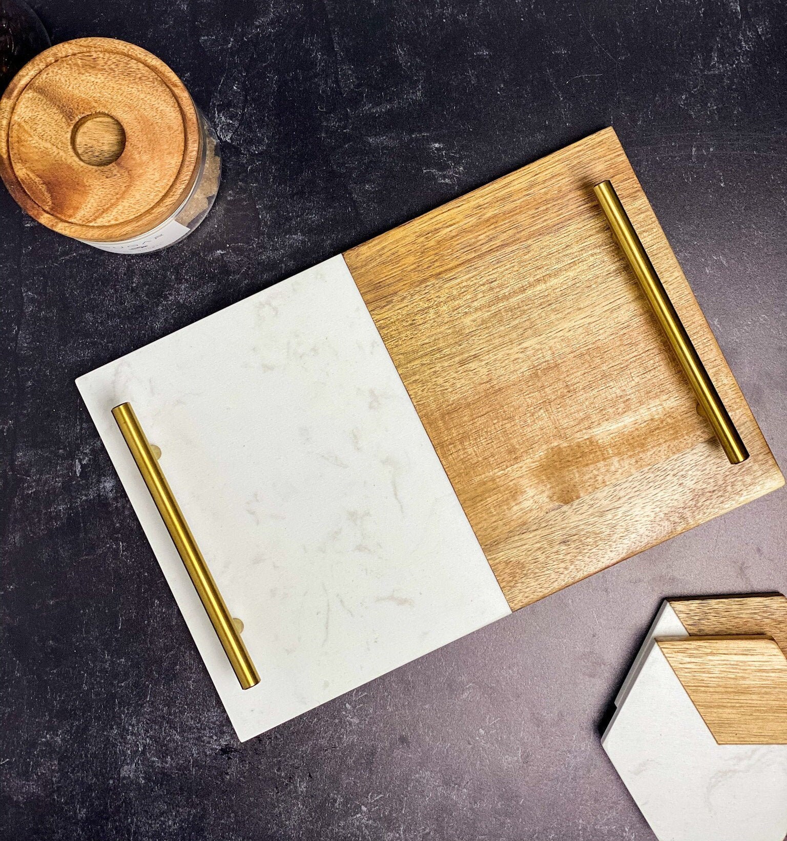 Marble & Wood Countertop Tray - Etsy