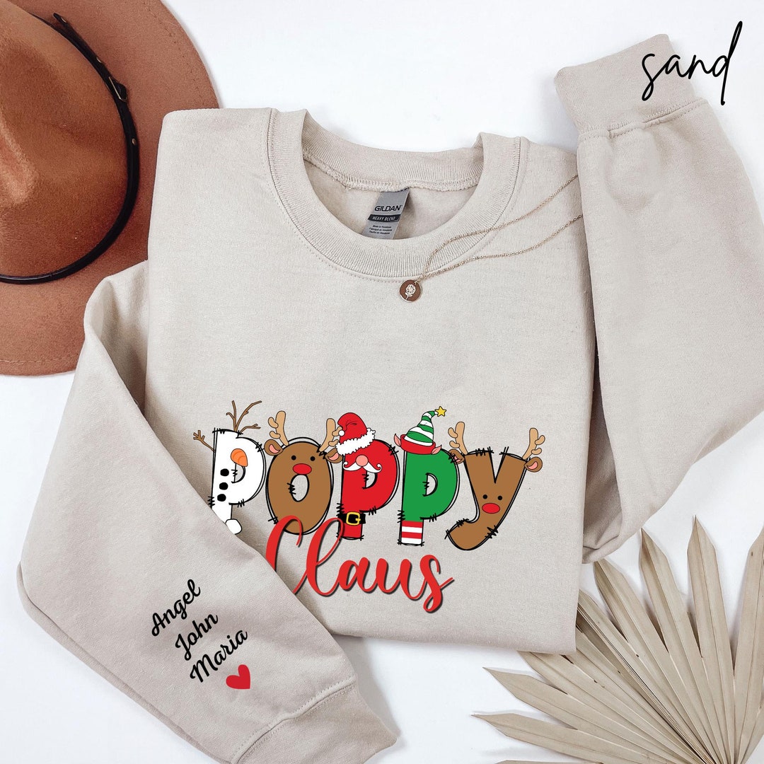 Custom Poppy Claus Sweatshirt, Grandad Sweatshirt, Grandpa Gift, Name ...